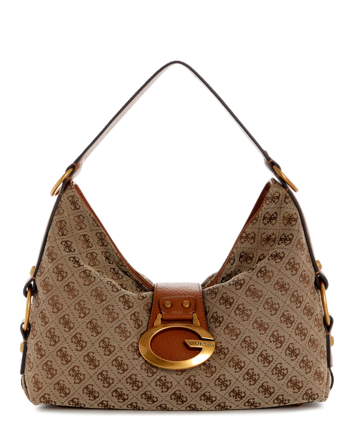 Click here for Guess Camden Large Shoulder Handbag - Latte Logo/C... prices