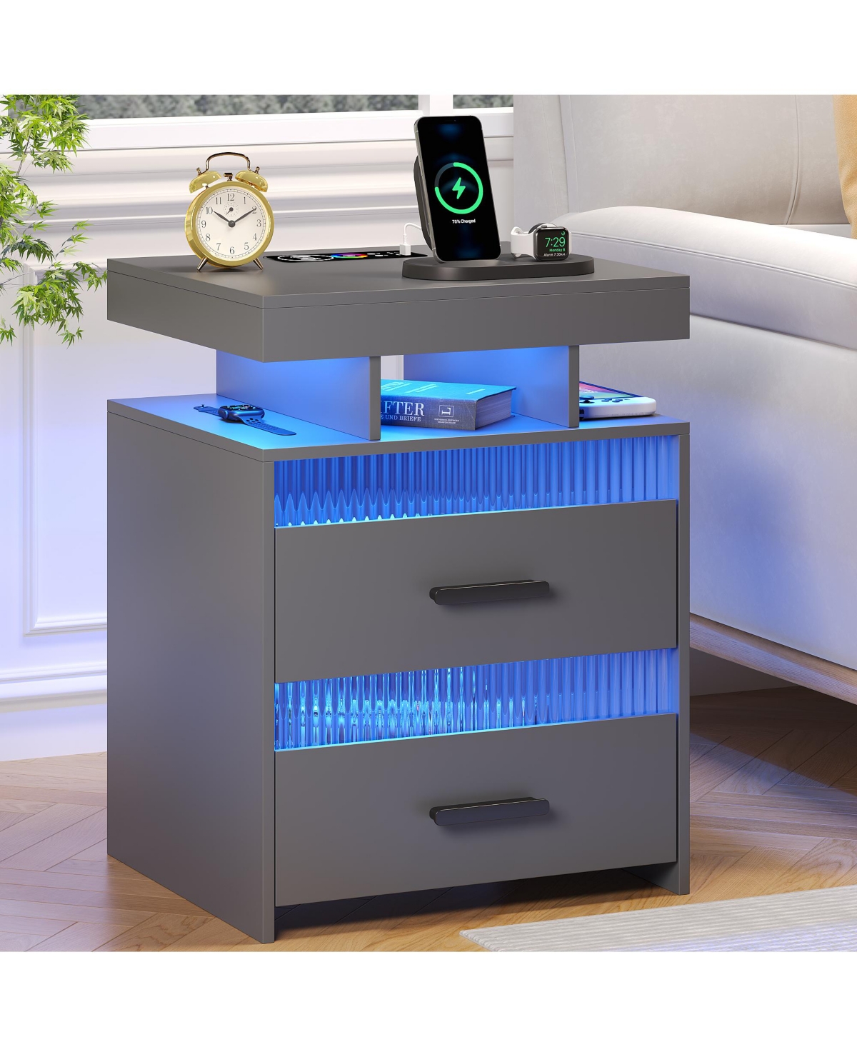 Click here for Vlsrka Modern Led Nightstand with Spacious Storage... prices