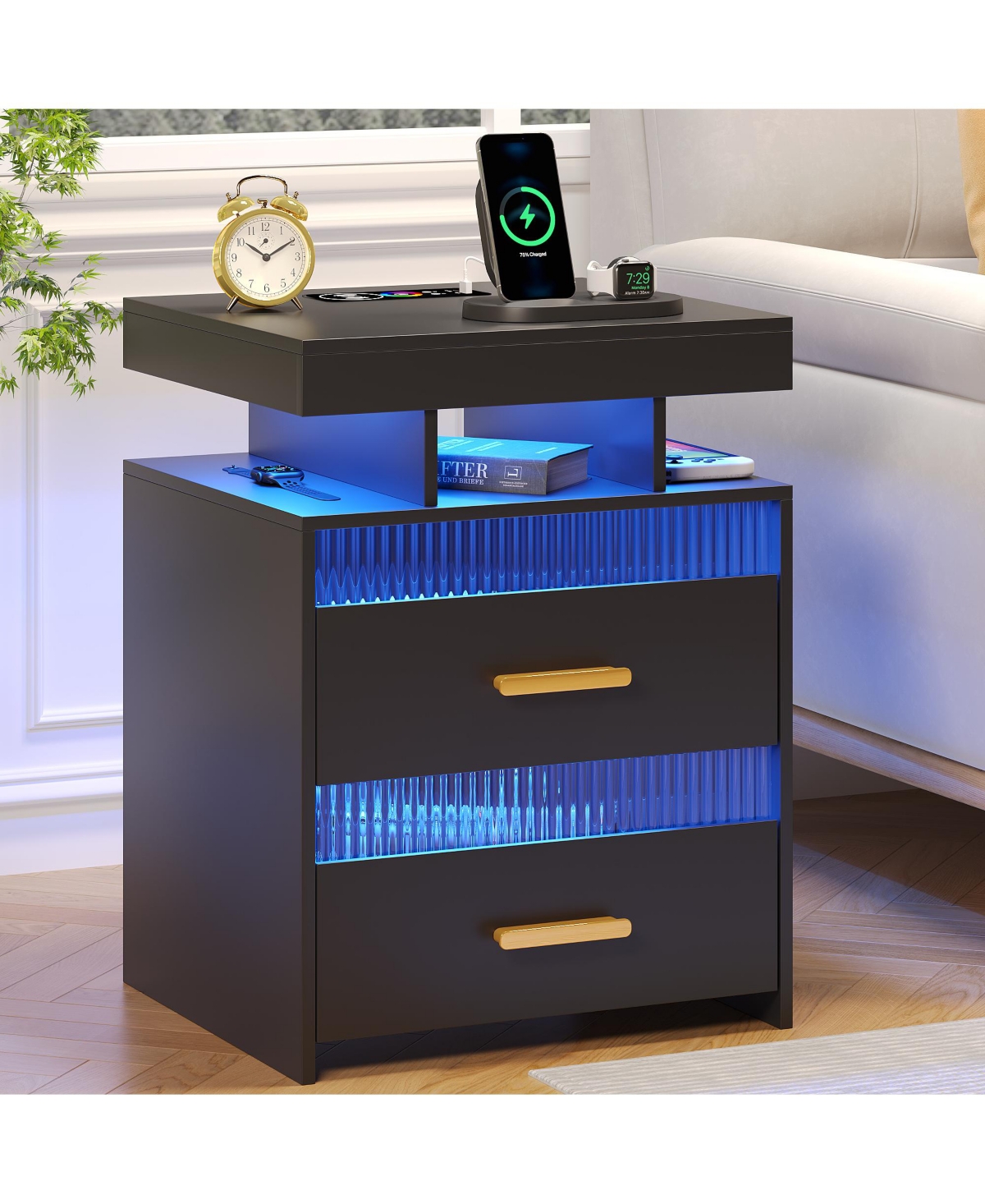 Click here for Vlsrka Modern Led Nightstand with Spacious Storage... prices