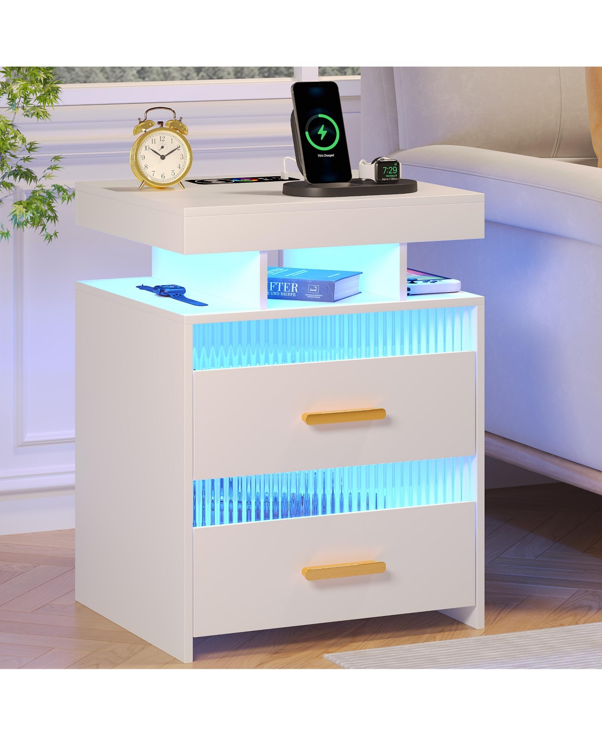 Click here for Vlsrka Modern Led Nightstand with Spacious Storage... prices