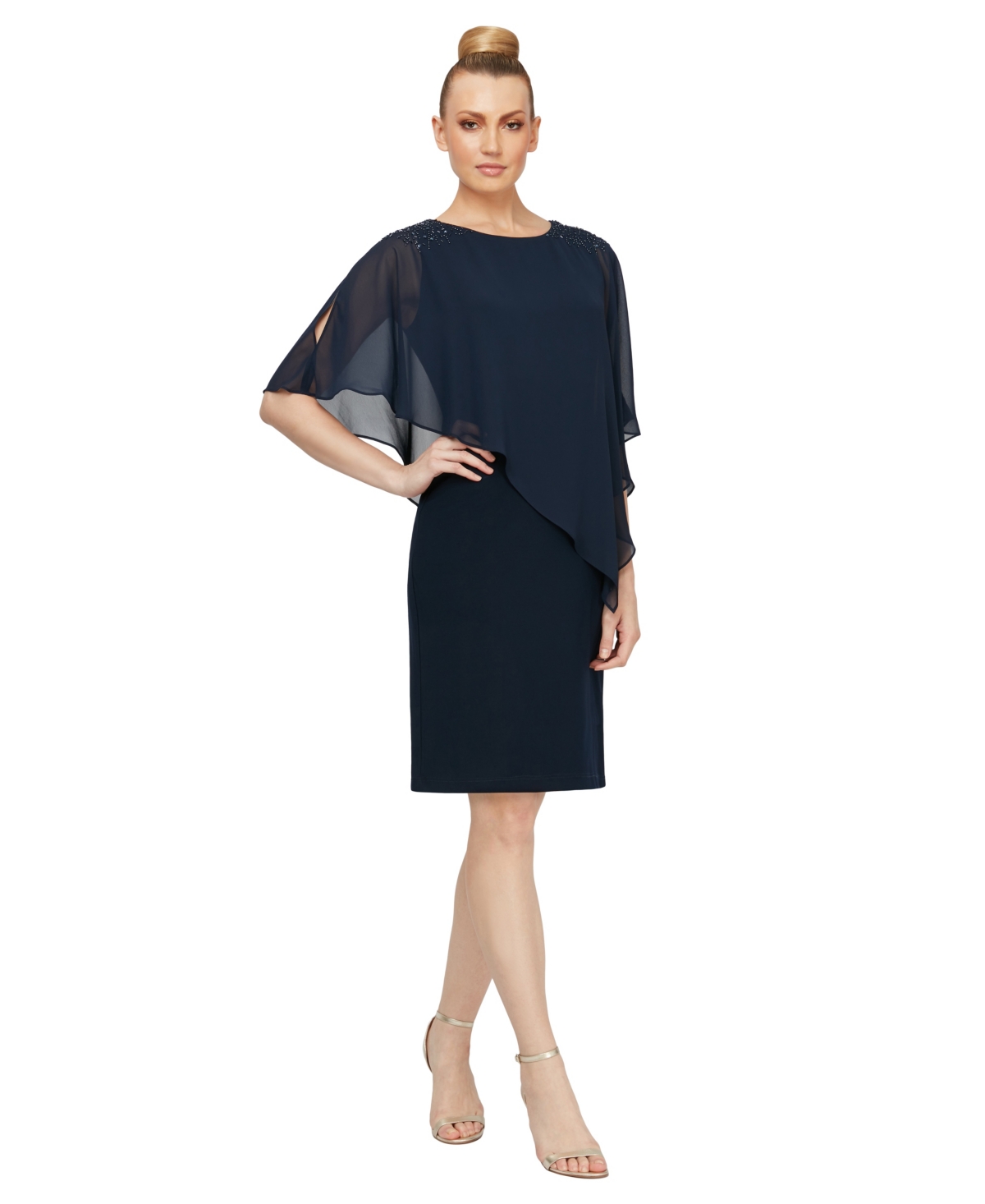 Click here for Sl Fashions Womens Embellished Overlay Shift Dress... prices
