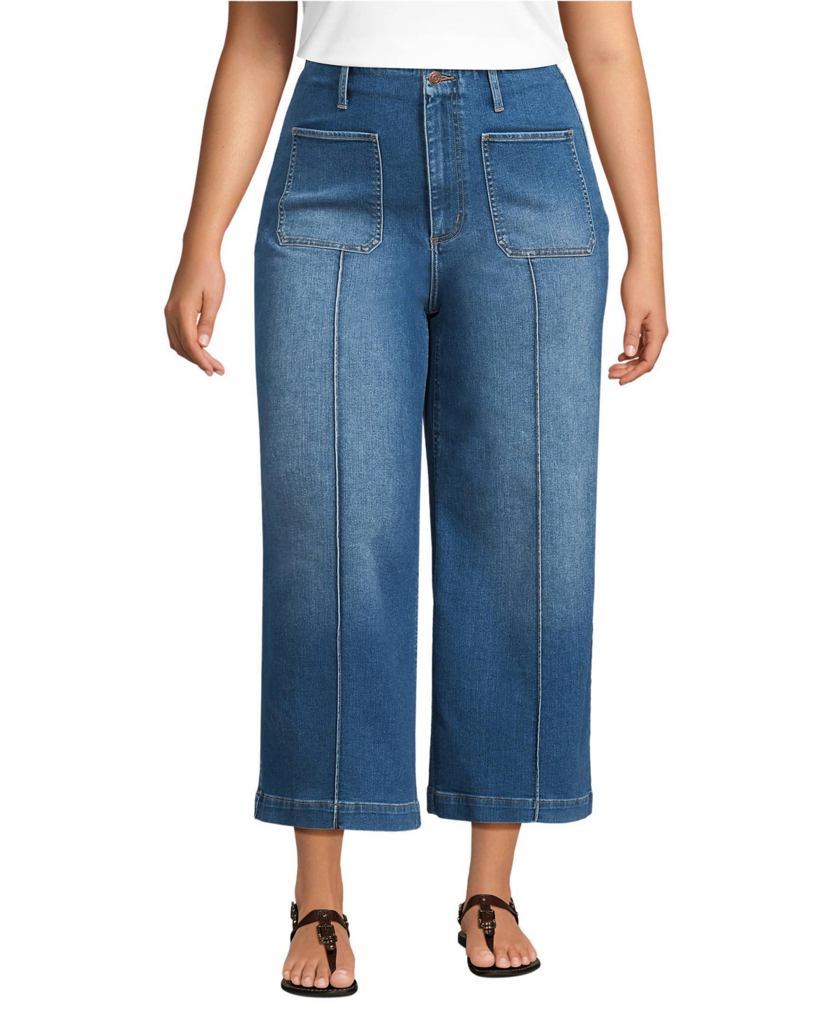 Click here for Lands End Womens Recover Denim High Rise Patch Poc... prices