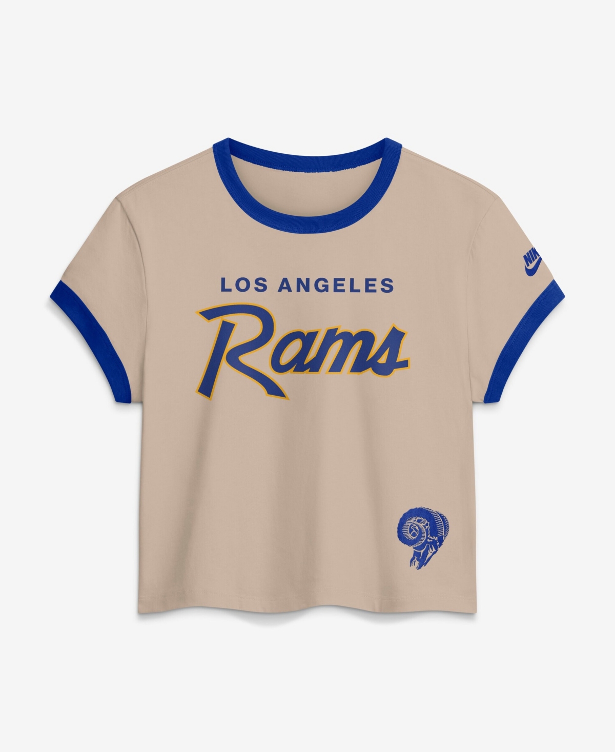 Click here for Nike Womens Cream Los Angeles Rams Rewind Ringer M... prices