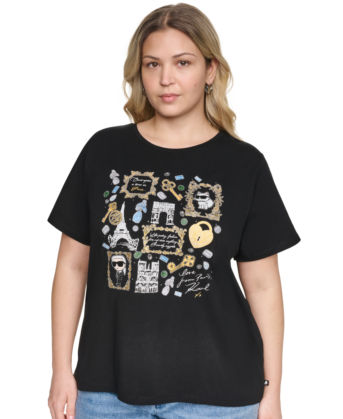 Click here for Karl Lagerfeld Paris Plus Size Crewneck Whimsy Fra... prices