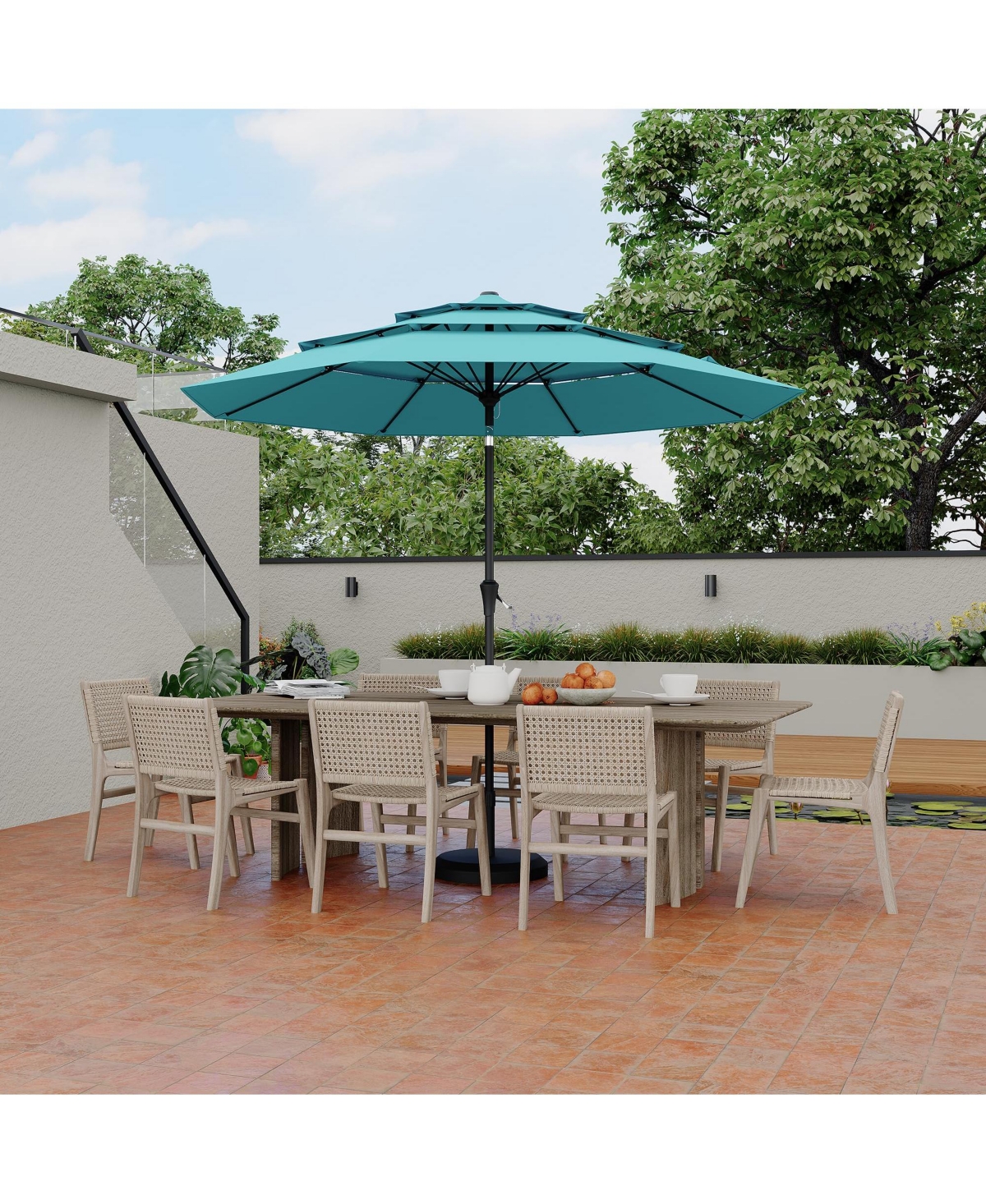 Click here for gaomon 9Ft 3 Tiers Market Umbrella Outdoor  3 Tier... prices
