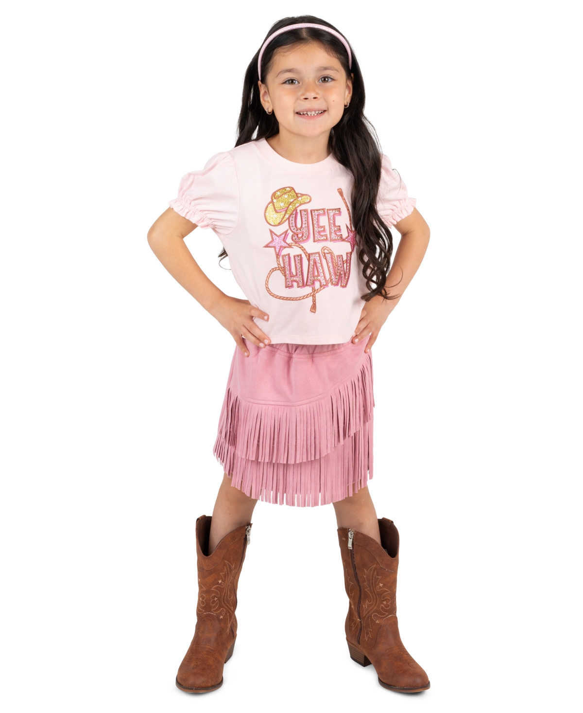 Click here for Rare Editions Girls 2T-6X Knit Top and Suede Fring... prices