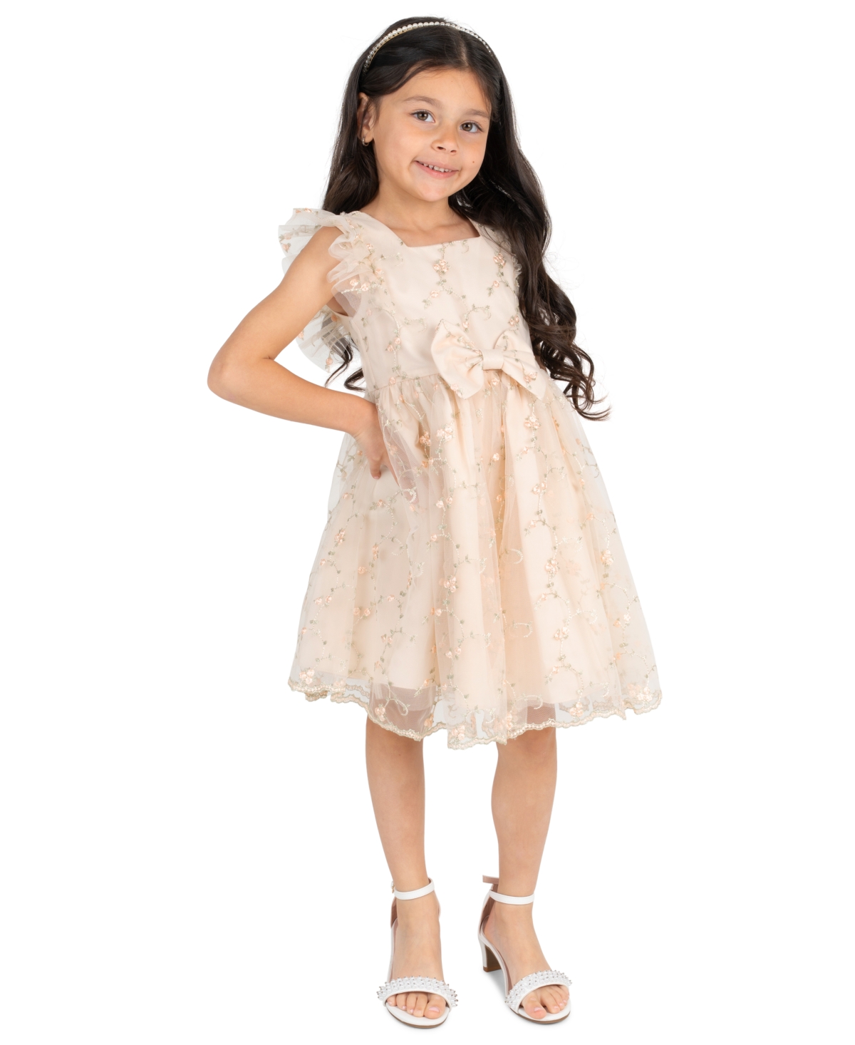 Click here for Rare Editions Girls 2T-6X Embroidered Mesh Flutter... prices