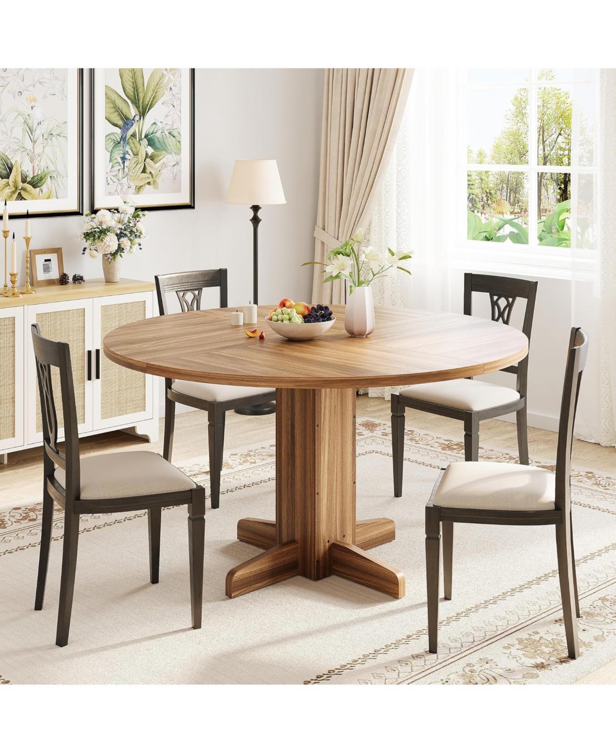 Click here for gaomon Round Dining Table for 4-6 - Farmhouse Waln... prices
