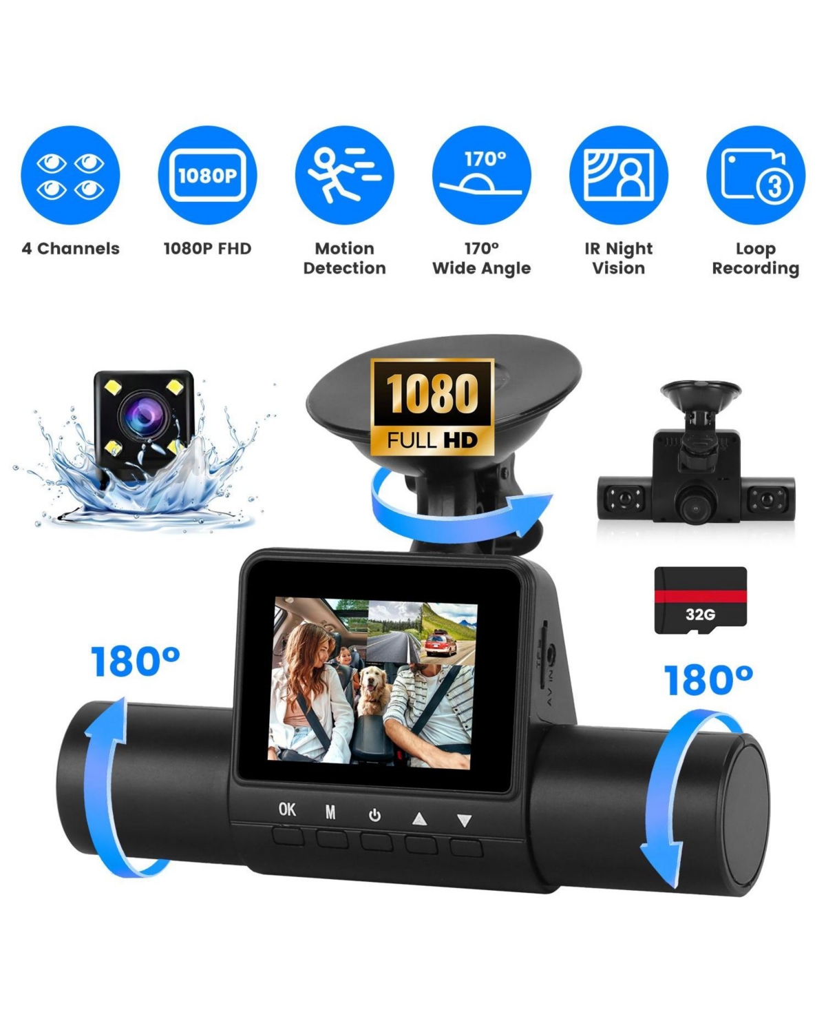 Click here for Neewer 1080P 4-Channel Dash Cam with Night Vision... prices