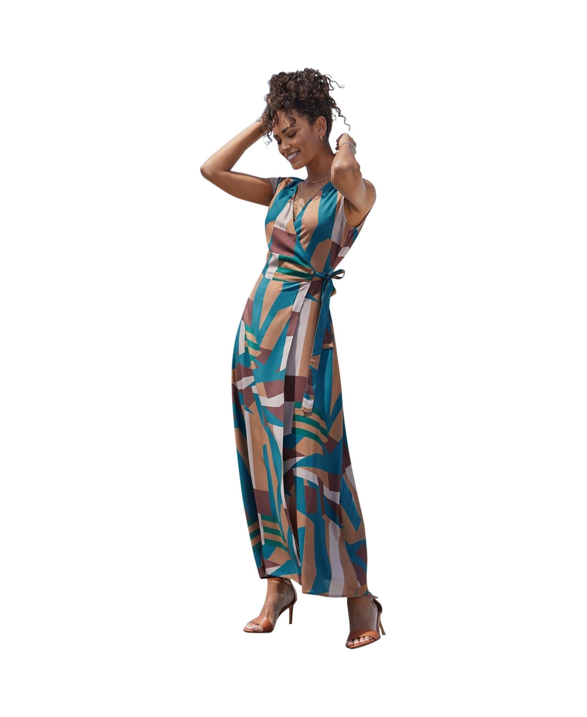Click here for Lascana Womens Wrap Maxi Dress - Brown multi prices