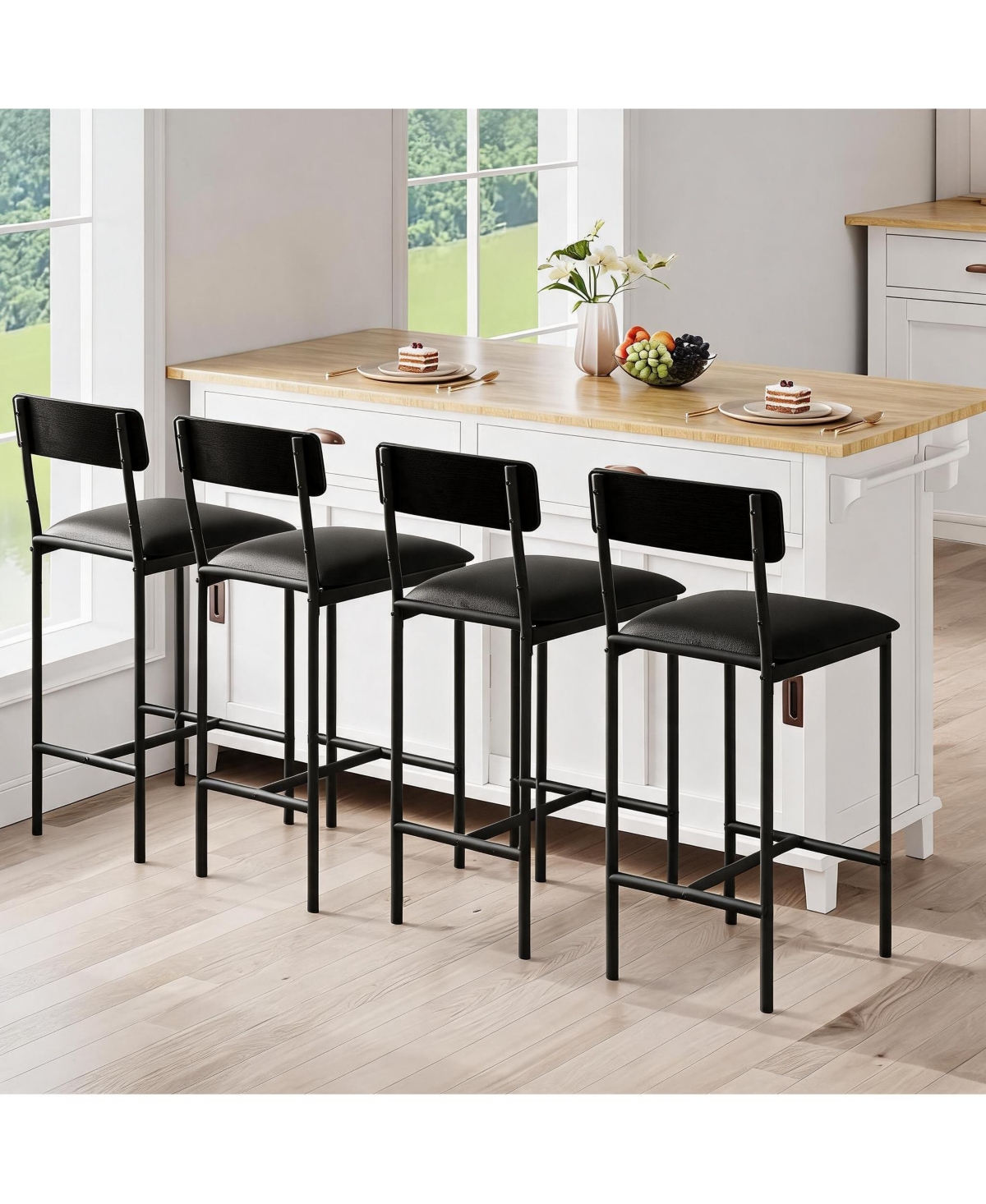 Click here for homfan Set of 4 Modern 25.5 Bar Stools â Leather... prices