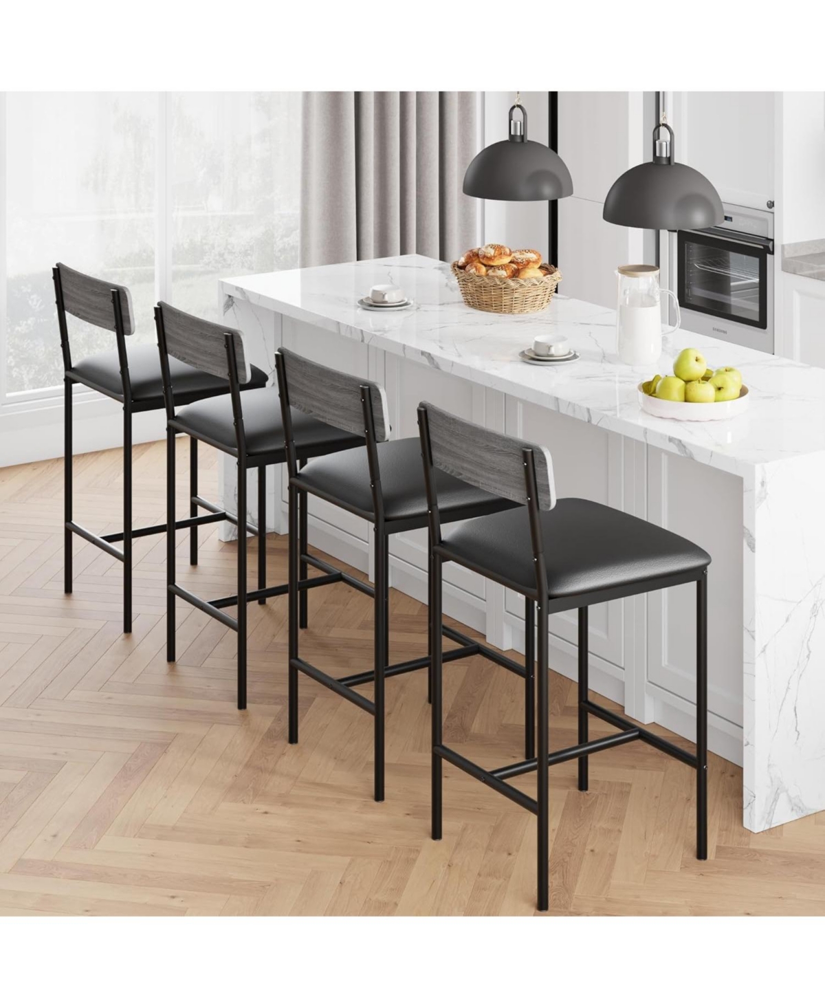 Click here for homfan Set of 4 Modern 25.5 Bar Stools â Leather... prices