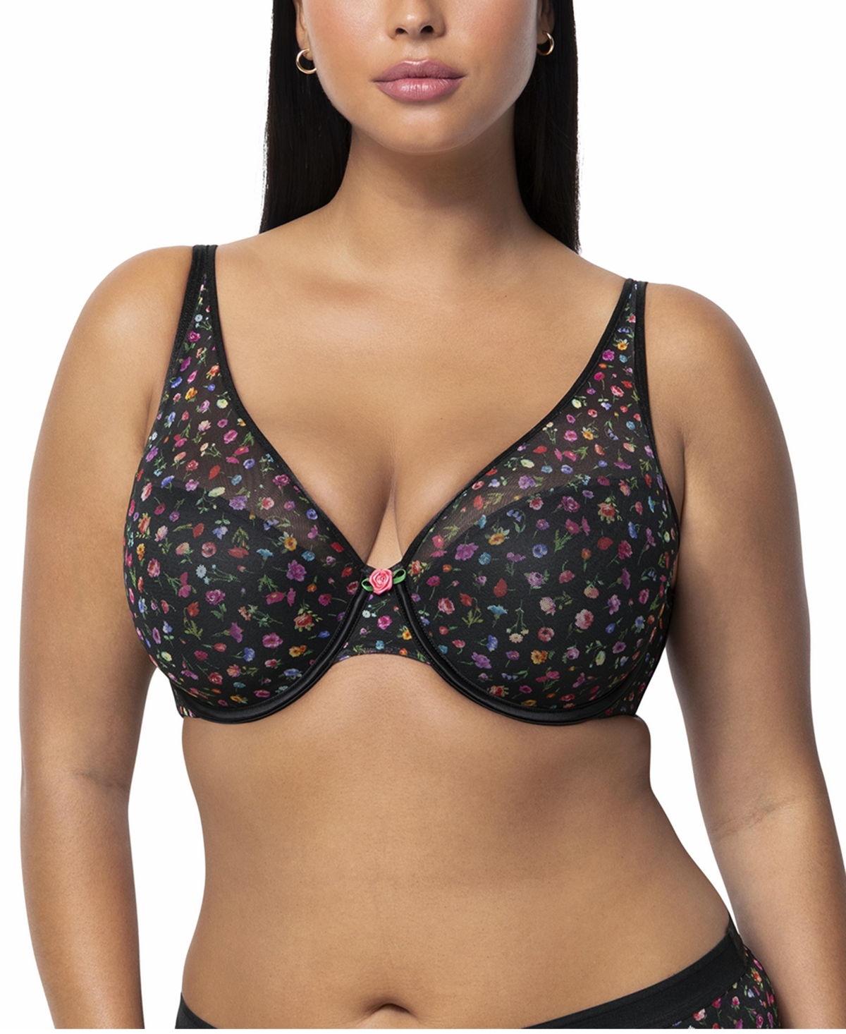 Click here for Curvy Couture Womens Sheer Mesh Plunge T-Shirt Bra... prices