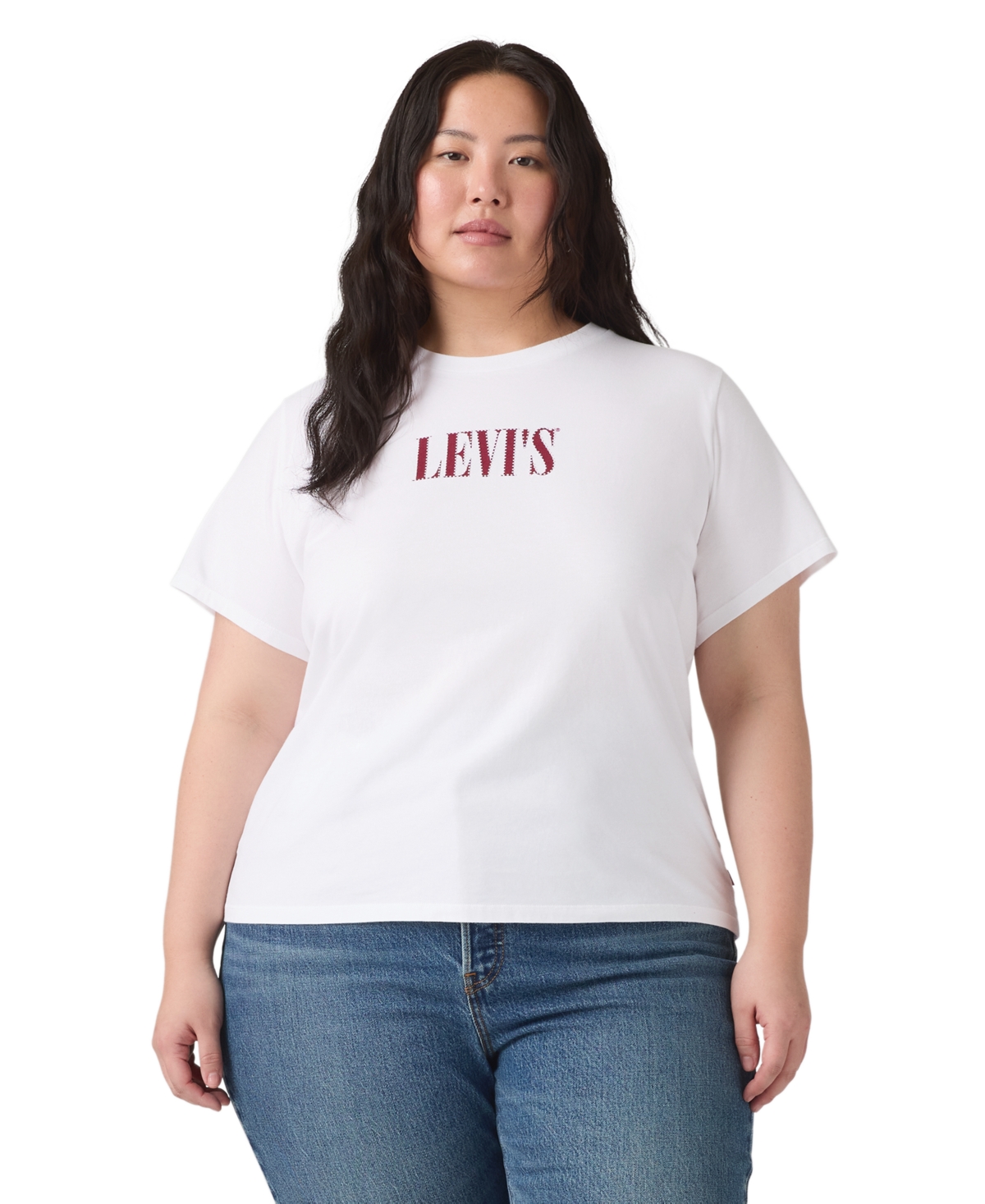 Click here for Levis Trendy Plus Size Perfect Logo Cotton T-Shirt... prices