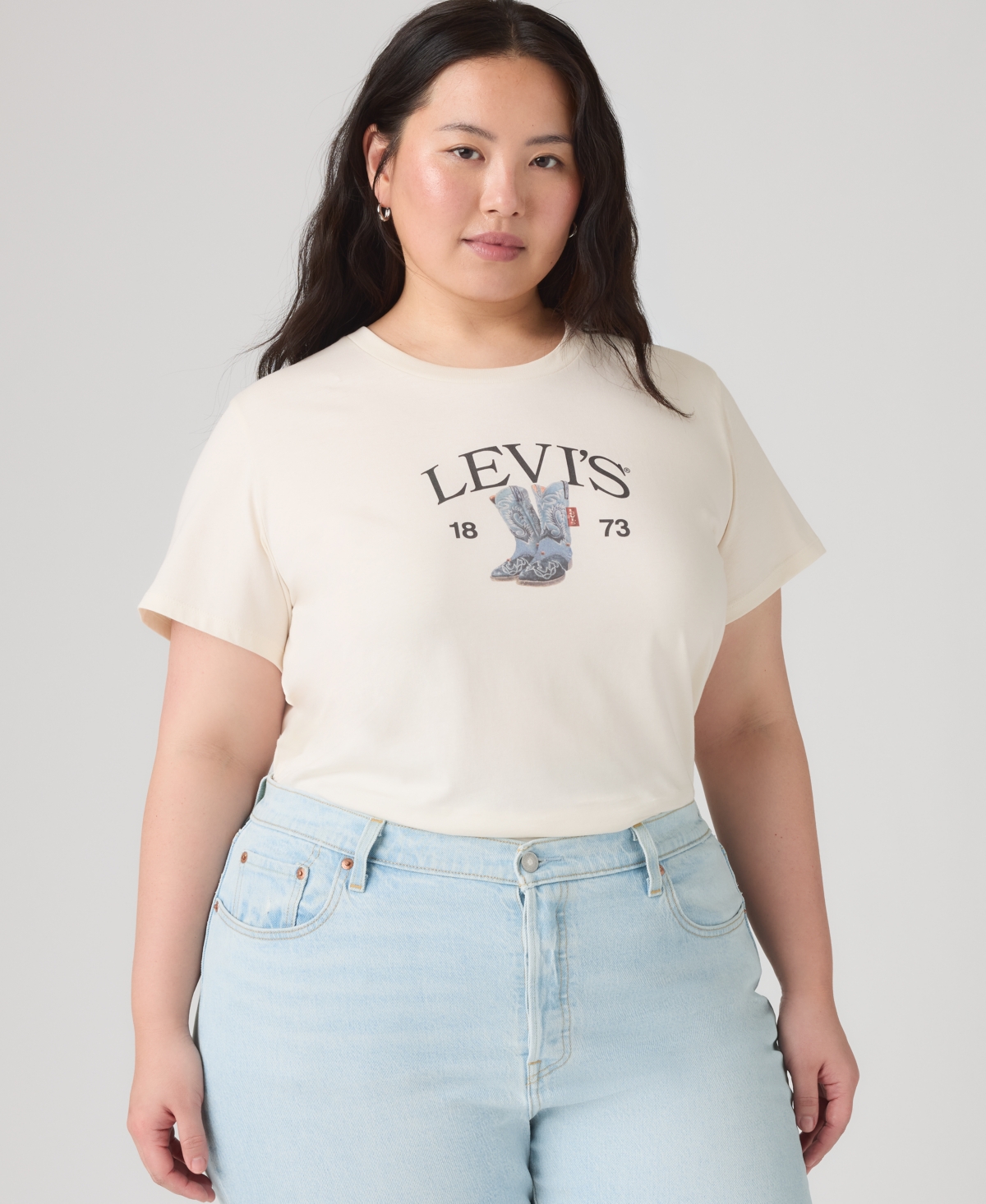 Click here for Levis Trendy Plus Size Perfect Logo Cotton T-Shirt... prices