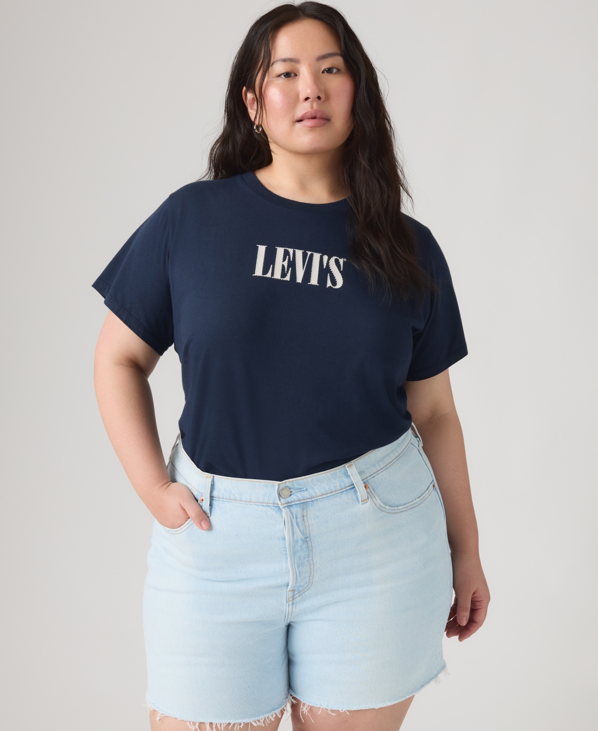 Click here for Levis Trendy Plus Size Perfect Logo Cotton T-Shirt... prices