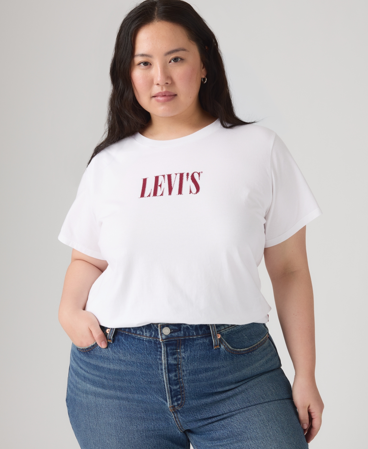 Click here for Levis Trendy Plus Size Perfect Logo Cotton T-Shirt... prices