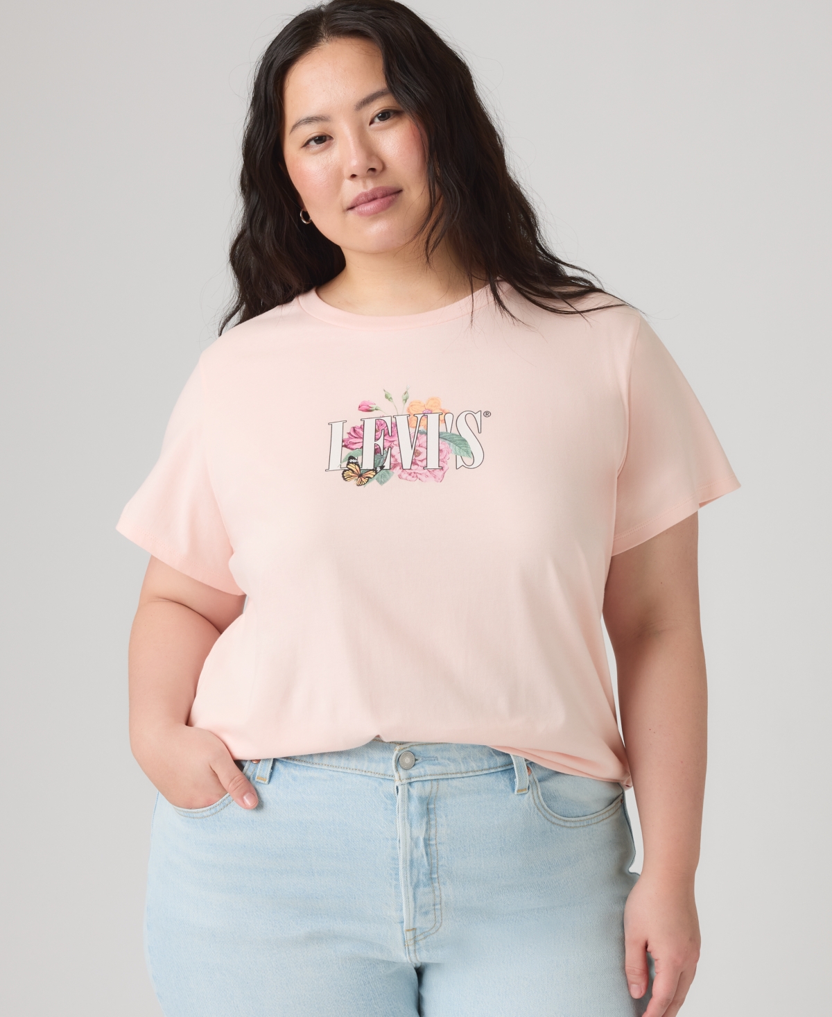 Click here for Levis Trendy Plus Size Perfect Logo Cotton T-Shirt... prices