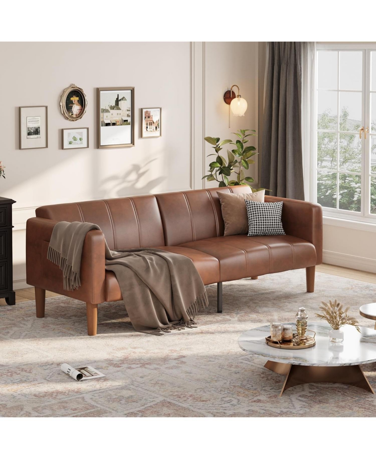 Click here for gaomon 75 Pu Leather Futon Sofa Bed Convertible Lo... prices