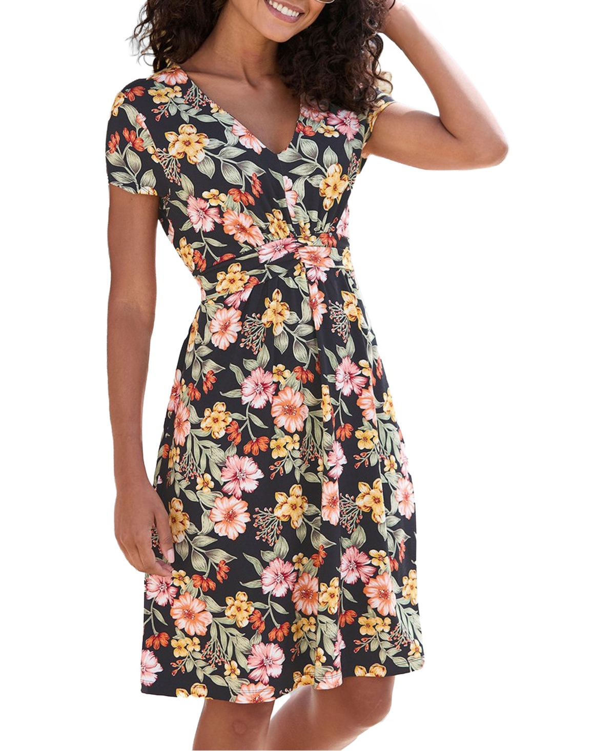 Click here for Lascana Womens Floral Short Sleeve Dress - Black p... prices