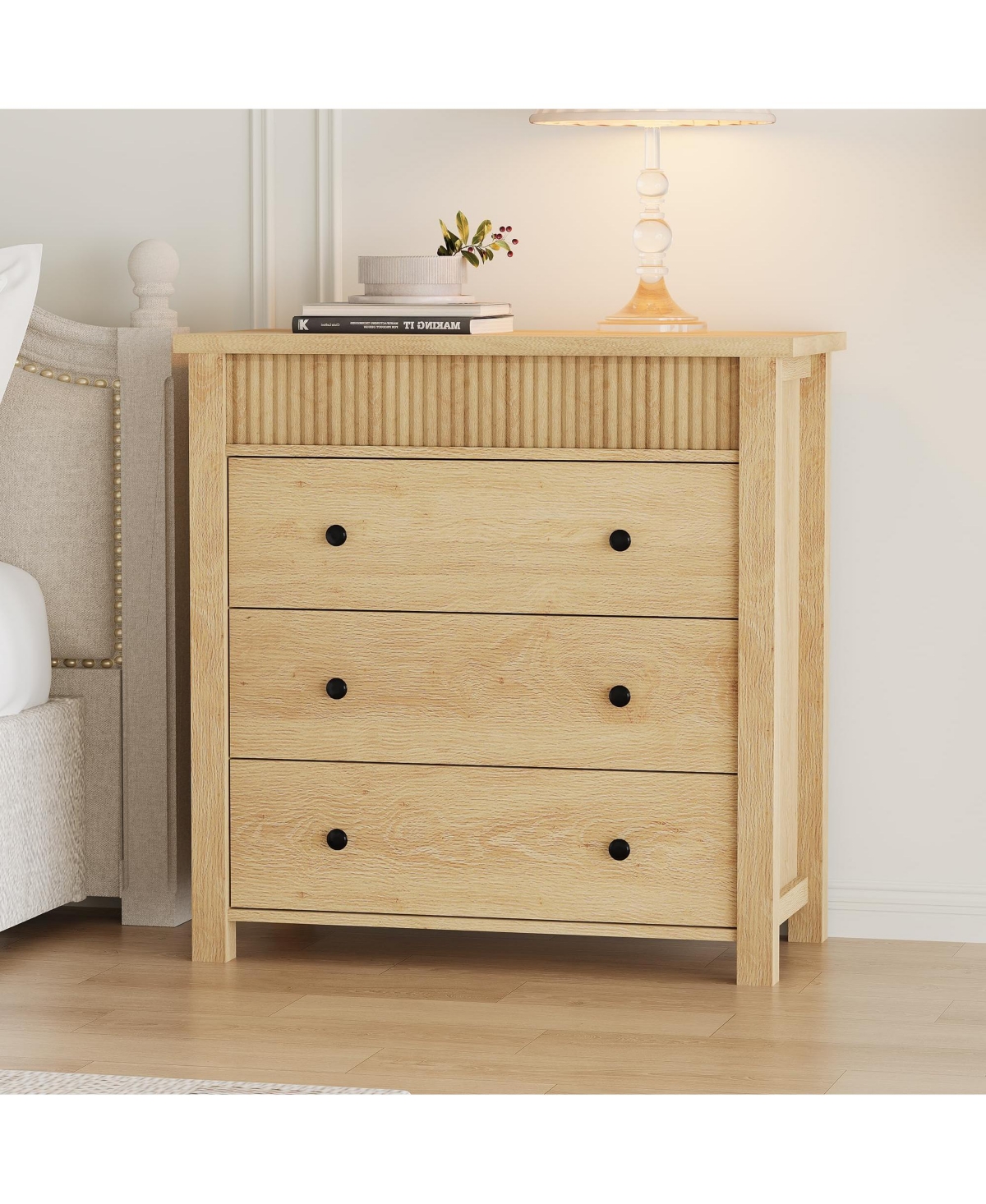 Click here for homfan 3 Drawer Dresser for Bedroom Nightstand Woo... prices
