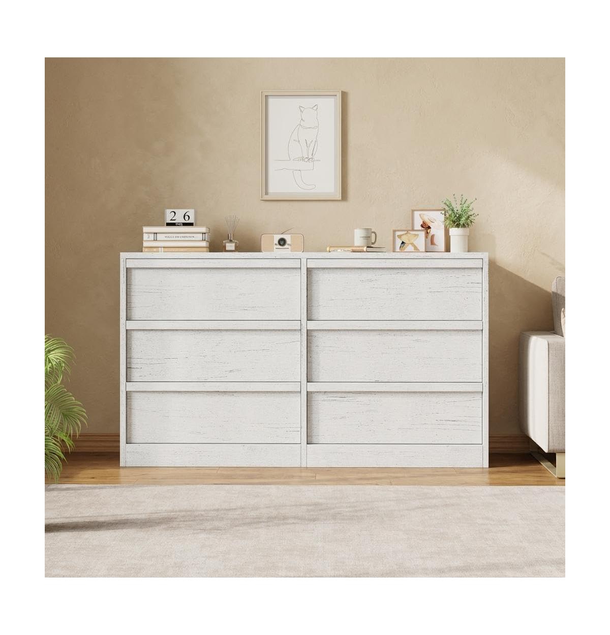 Click here for homfan 6-Drawer Storage Dresser Wide Antique Chest... prices