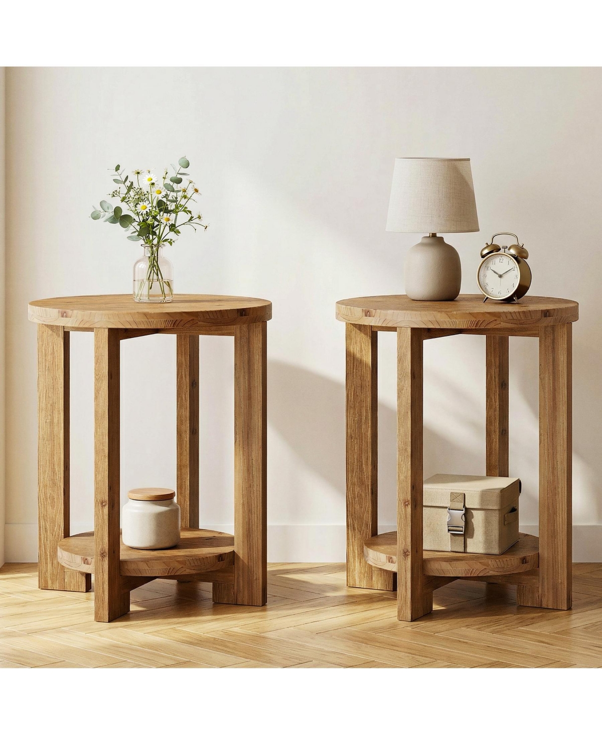 Click here for Tribesigns Solid Wood Round End Table Set of 2  Ac... prices