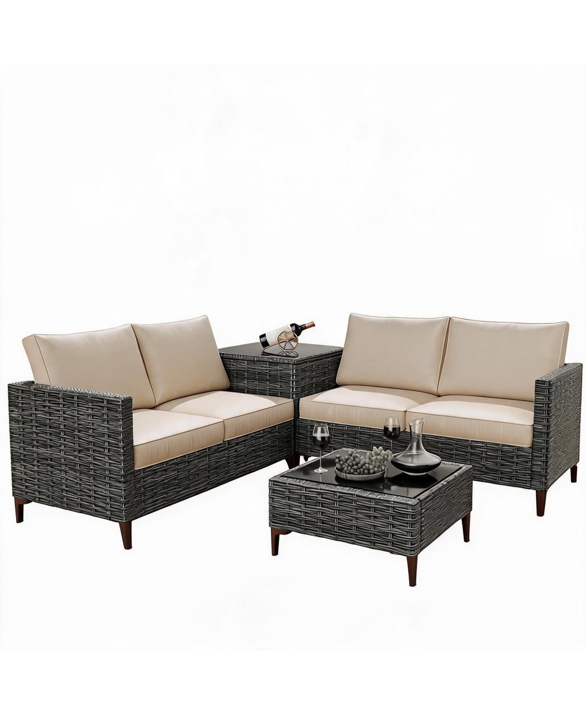 Click here for gaomon Patio Furniture Set 4 Piece Pe Rattan Secti... prices
