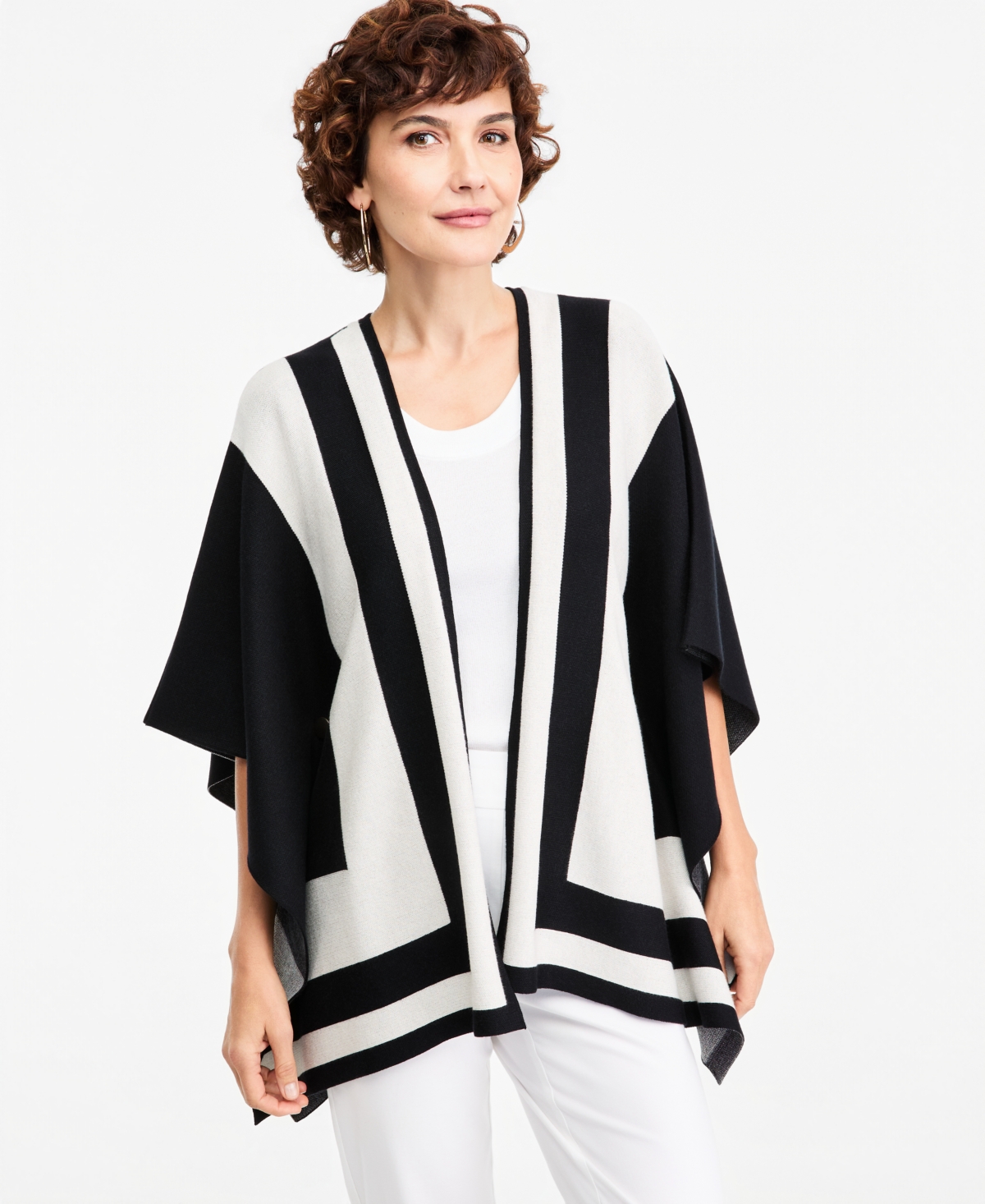 Click here for Jm Collection Womens Colorblock D O Cardi Open-Fro... prices