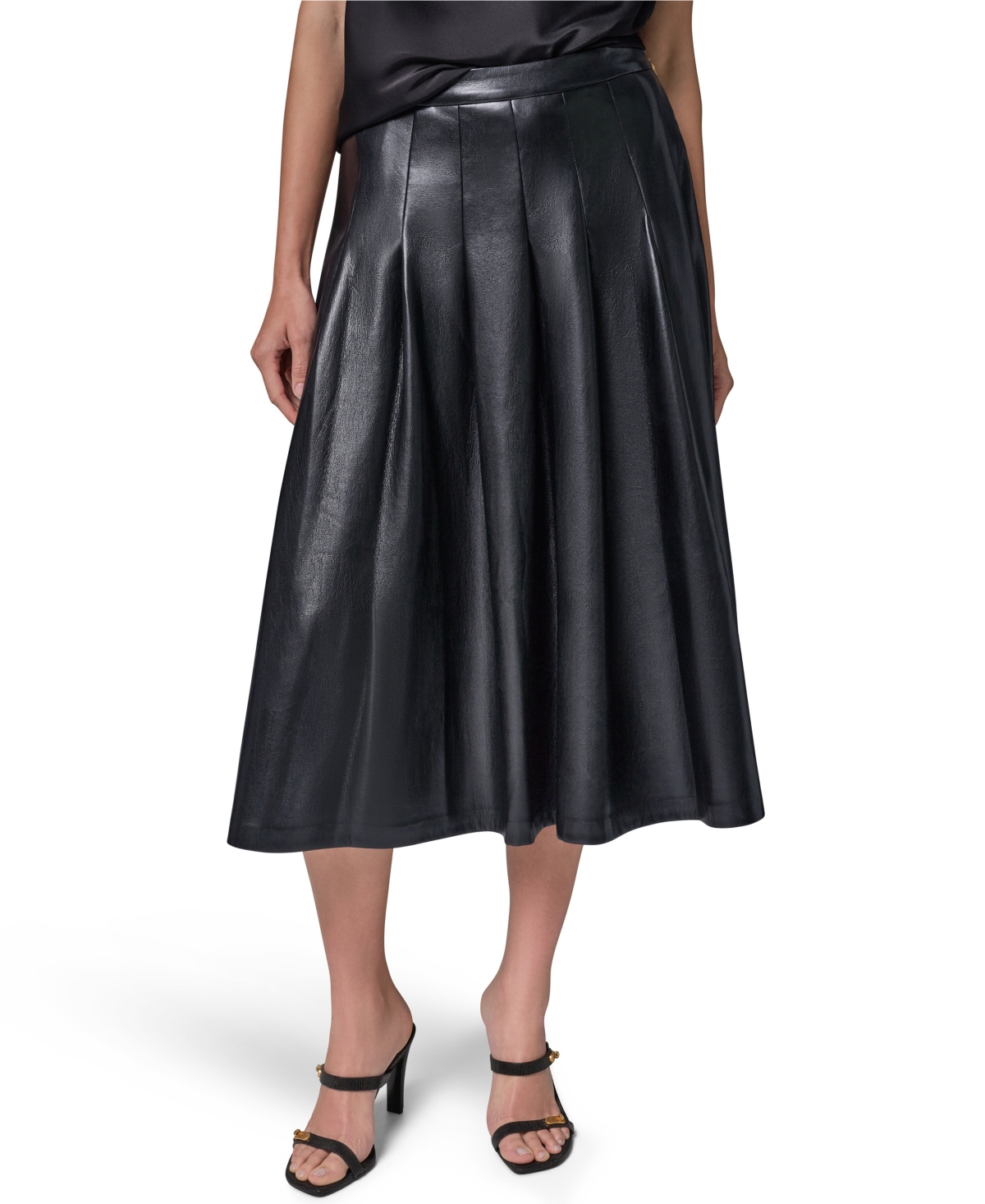 Click here for Donna Karan New York Womens Pleated Faux Leather M... prices