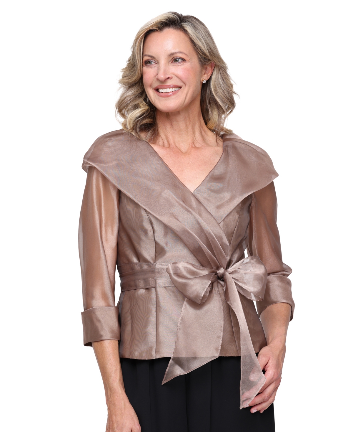 Click here for Alex Evenings Womens Organza 3/4-Sleeve Blouse - B... prices