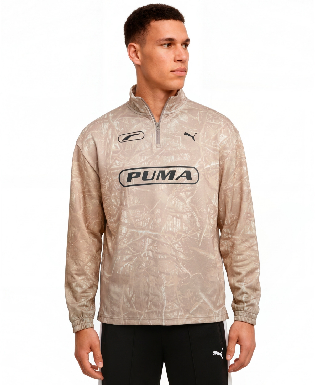 Click here for Puma Mens Camo Graphic Half-Zip T-Shirt - Mouse Gr... prices