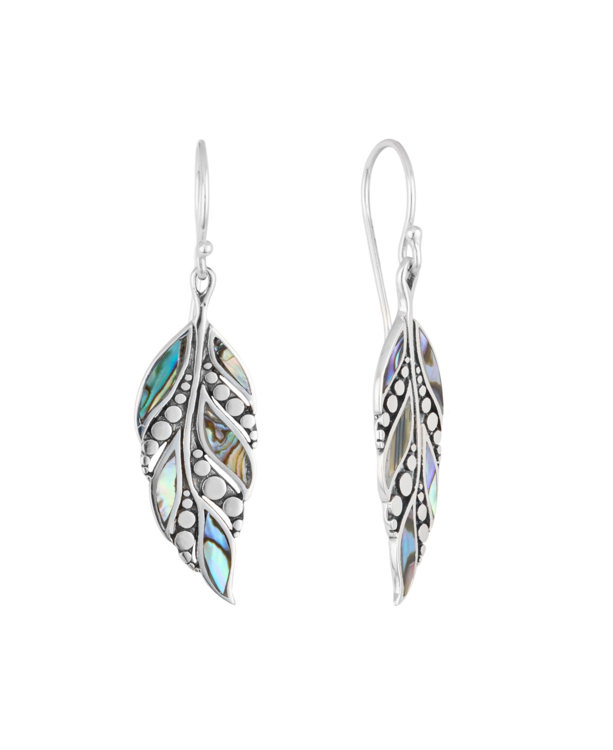 Click here for Macys Abalone Oxidized Dotted Feather Drop Earring... prices
