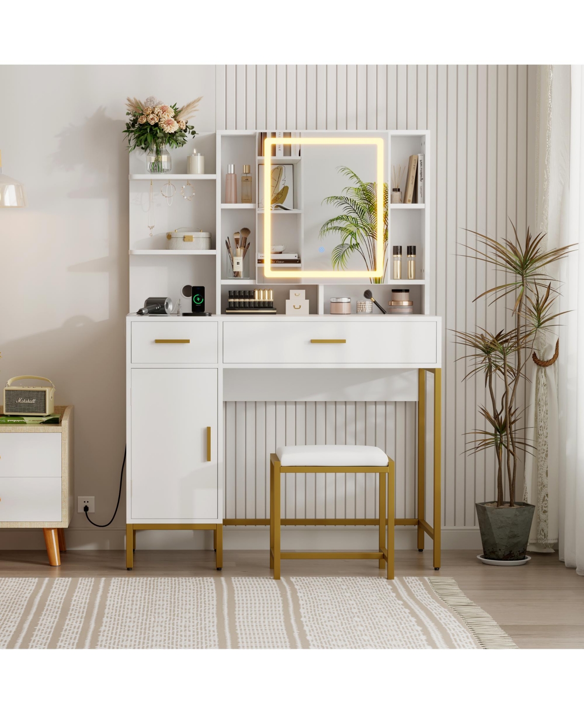 Click here for homfan Makeup Vanity with Led Lights  Modern Dress... prices