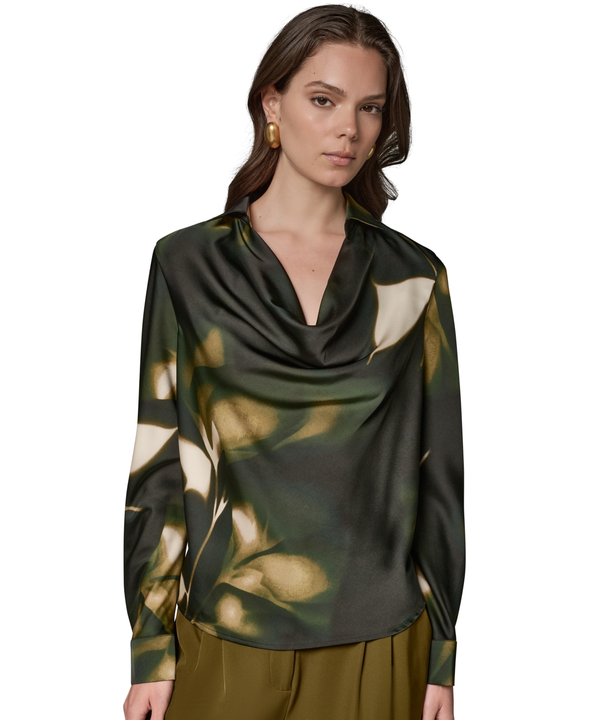 Click here for Donna Karan New York Womens Printed Satin Long-Sle... prices