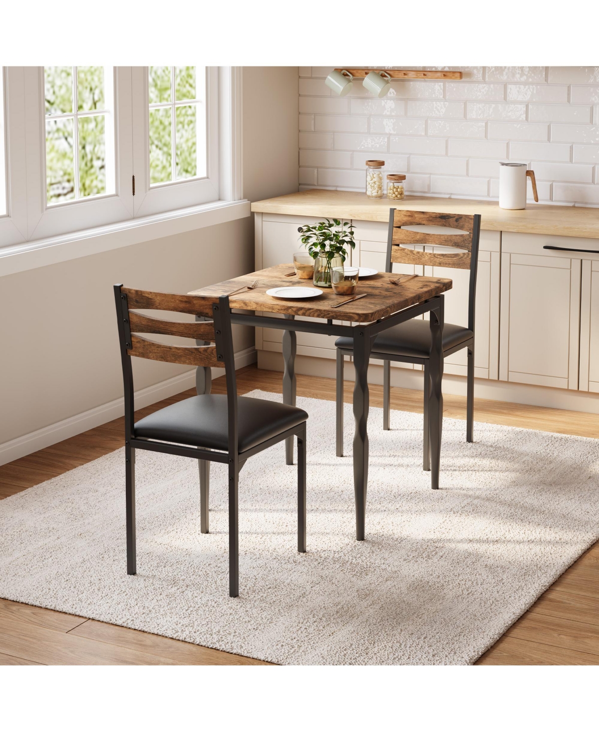 Click here for homfan Dining Table Set of 3  Wooden Kitchen Table... prices