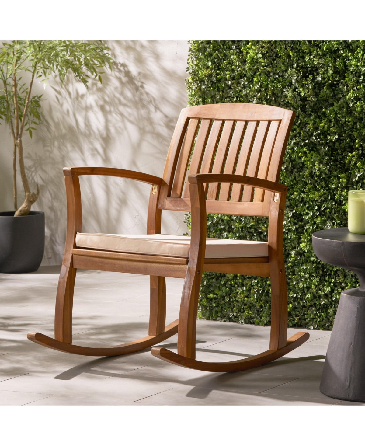Click here for Mondawe Wood Outdoor Rocking Chair with Cushions f... prices