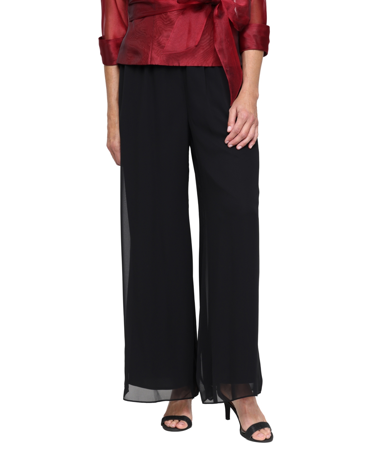 Click here for Alex Evenings Petite Chiffon Wide-Leg Pull-On Pant... prices