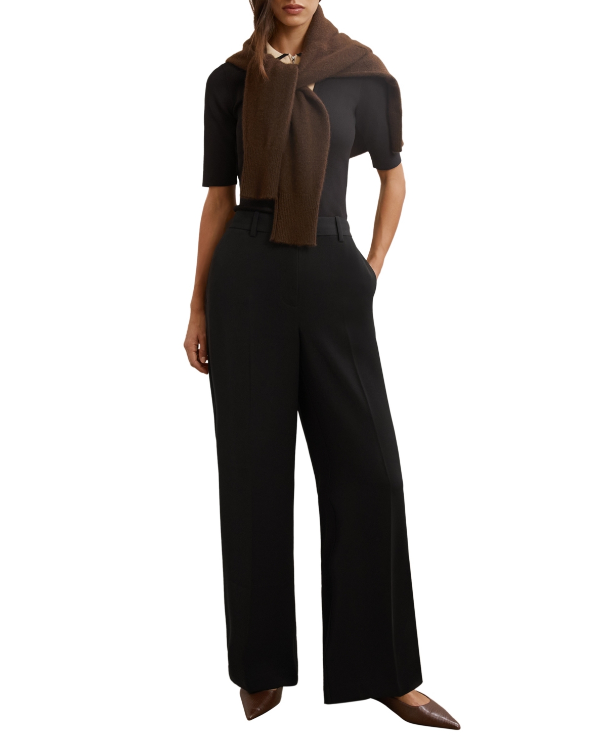 Click here for Reiss Womens Margeaux Wide-Leg Tailored pants - Bl... prices