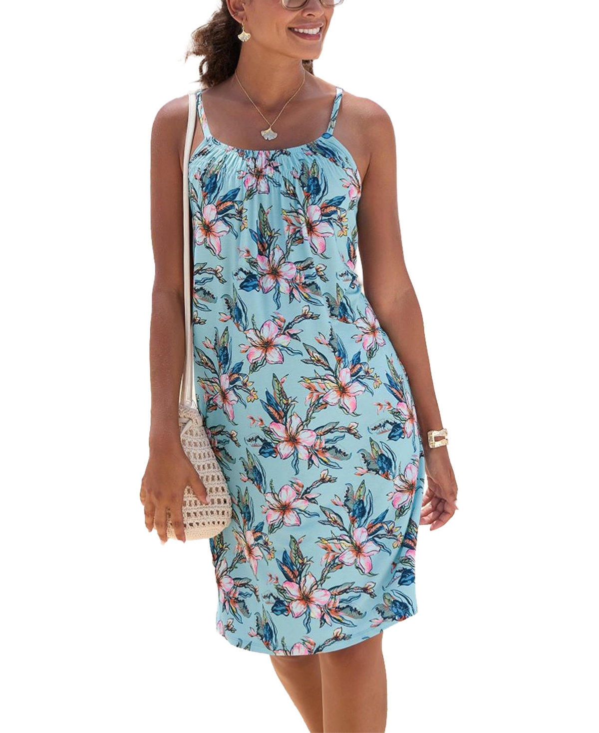 Click here for Lascana Womens Sleeveless Floral Dress - Light blu... prices