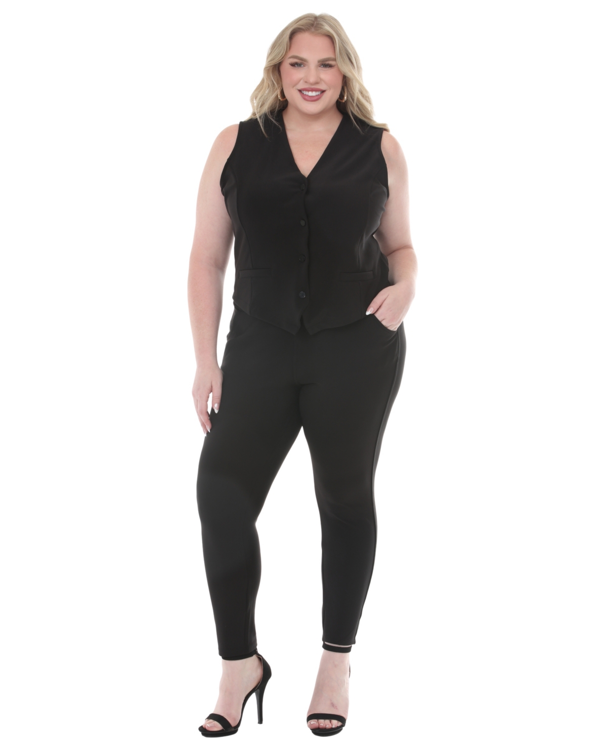 Click here for White Mark Plus Size Tailored Vest Ankle Pants Mat... prices