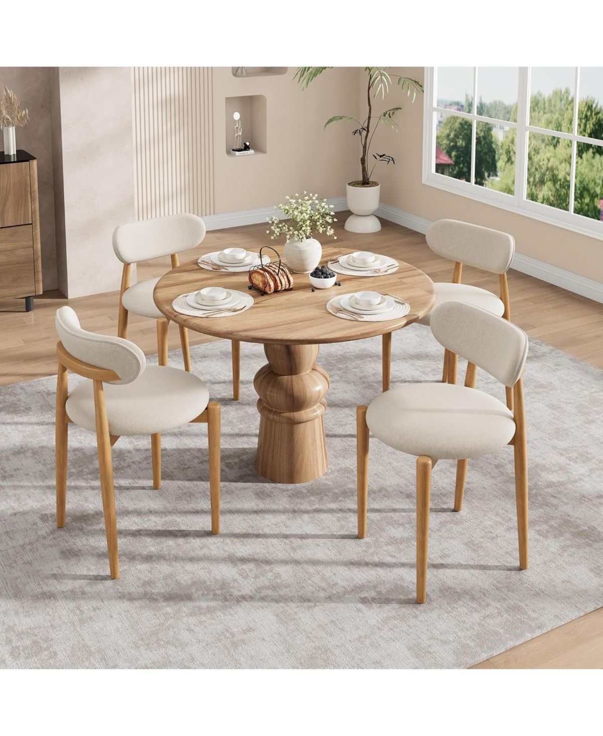 Click here for homfan Wooden Dining Chairs Set of 4 â Fabric Up... prices
