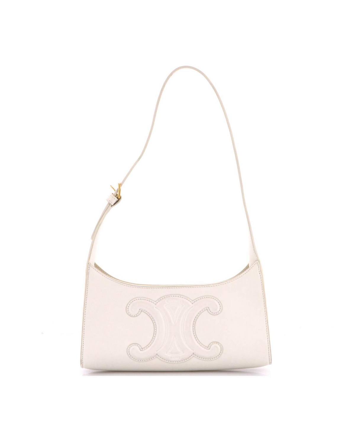 Click here for Pre-Owned Celine Cuir Triomphe Bag Leather - White prices