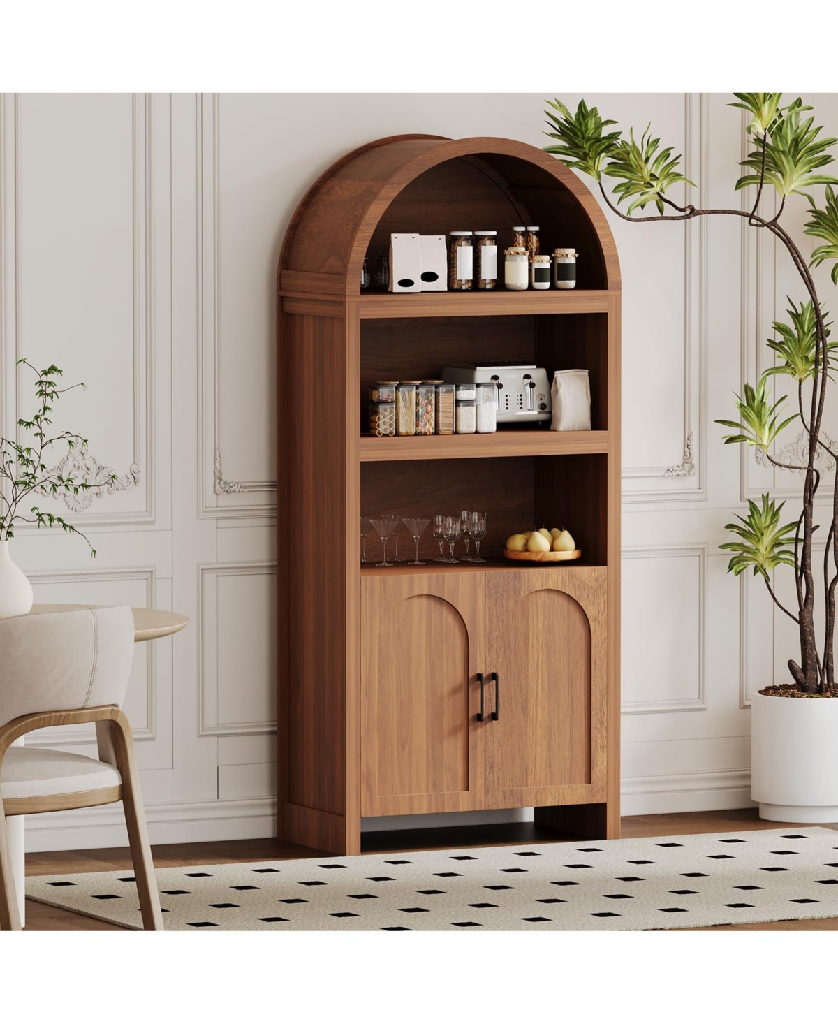 Click here for homfan 71 Tall Arched Bookshelf Cabinet  5-Tier Bo... prices