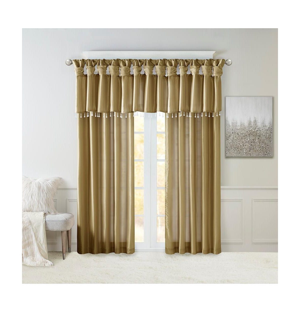 Click here for Avobird Twist Tab Lined Window Curtain - Gold prices
