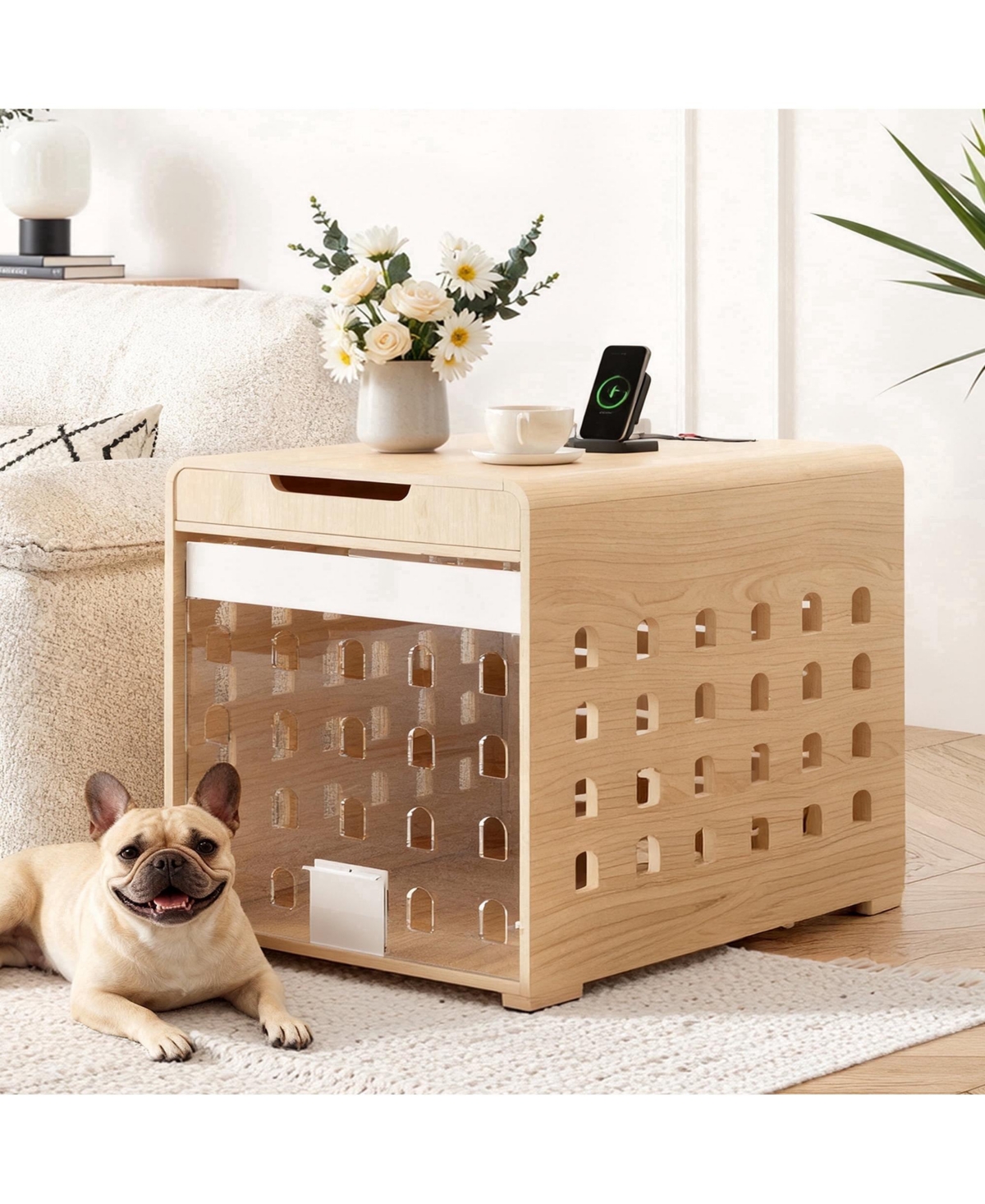 Click here for Gouun Dog Crate Furniture End Table with Charging... prices