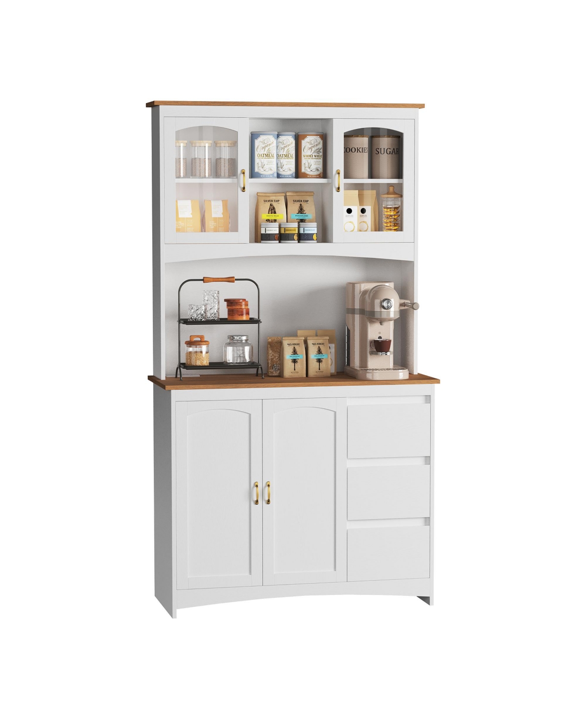 Click here for homfan Tall Kitchen Pantry Cabinet with Led Lights... prices