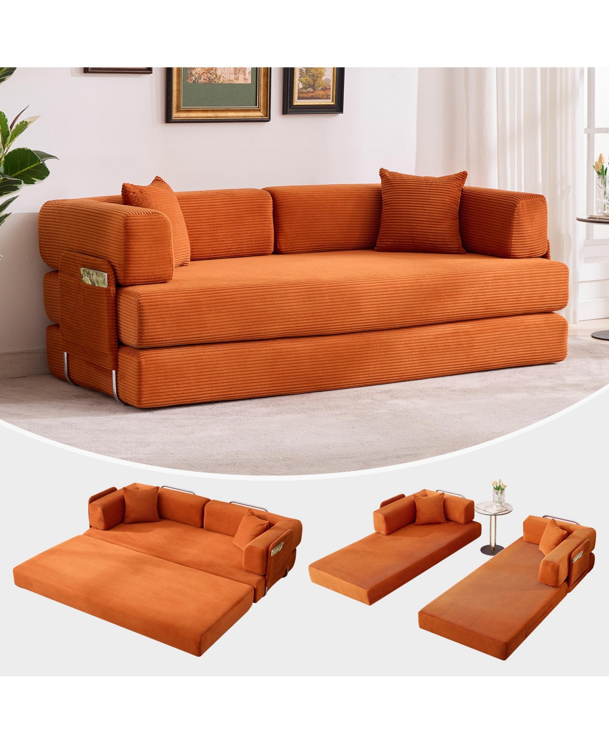 Click here for homfan 5-in-1 Convertible Sofa Bed Oversized Sleep... prices