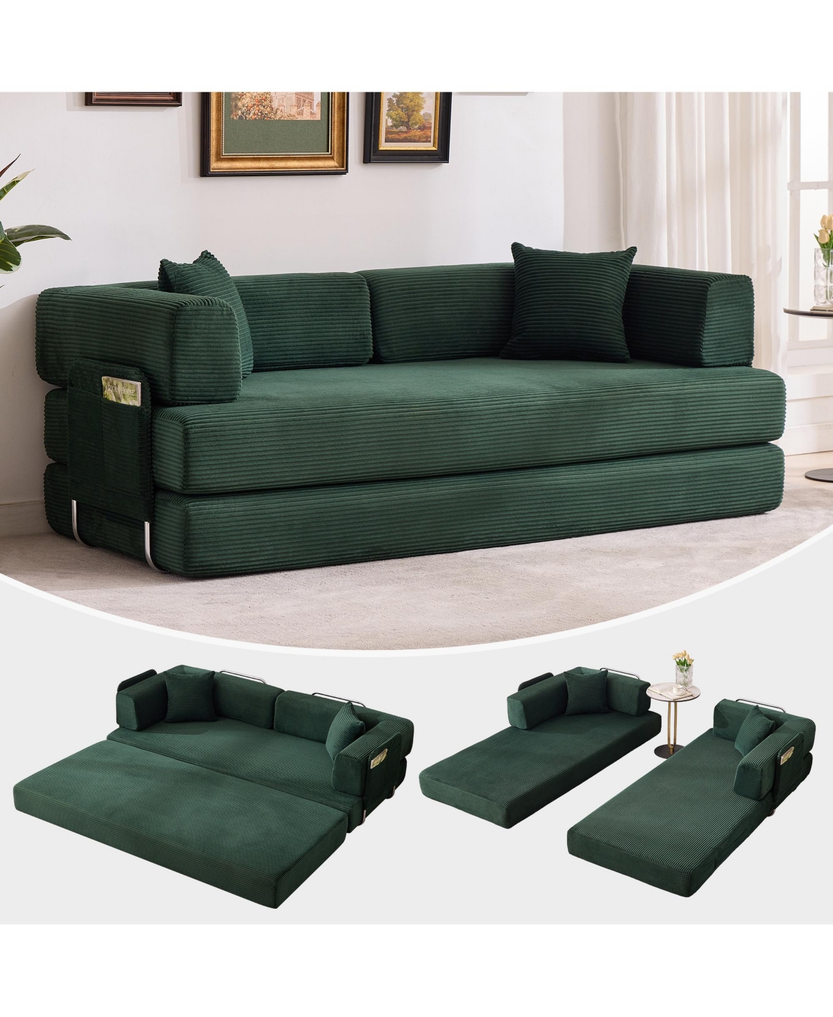 Click here for homfan 5-in-1 Convertible Sofa Bed Oversized Sleep... prices