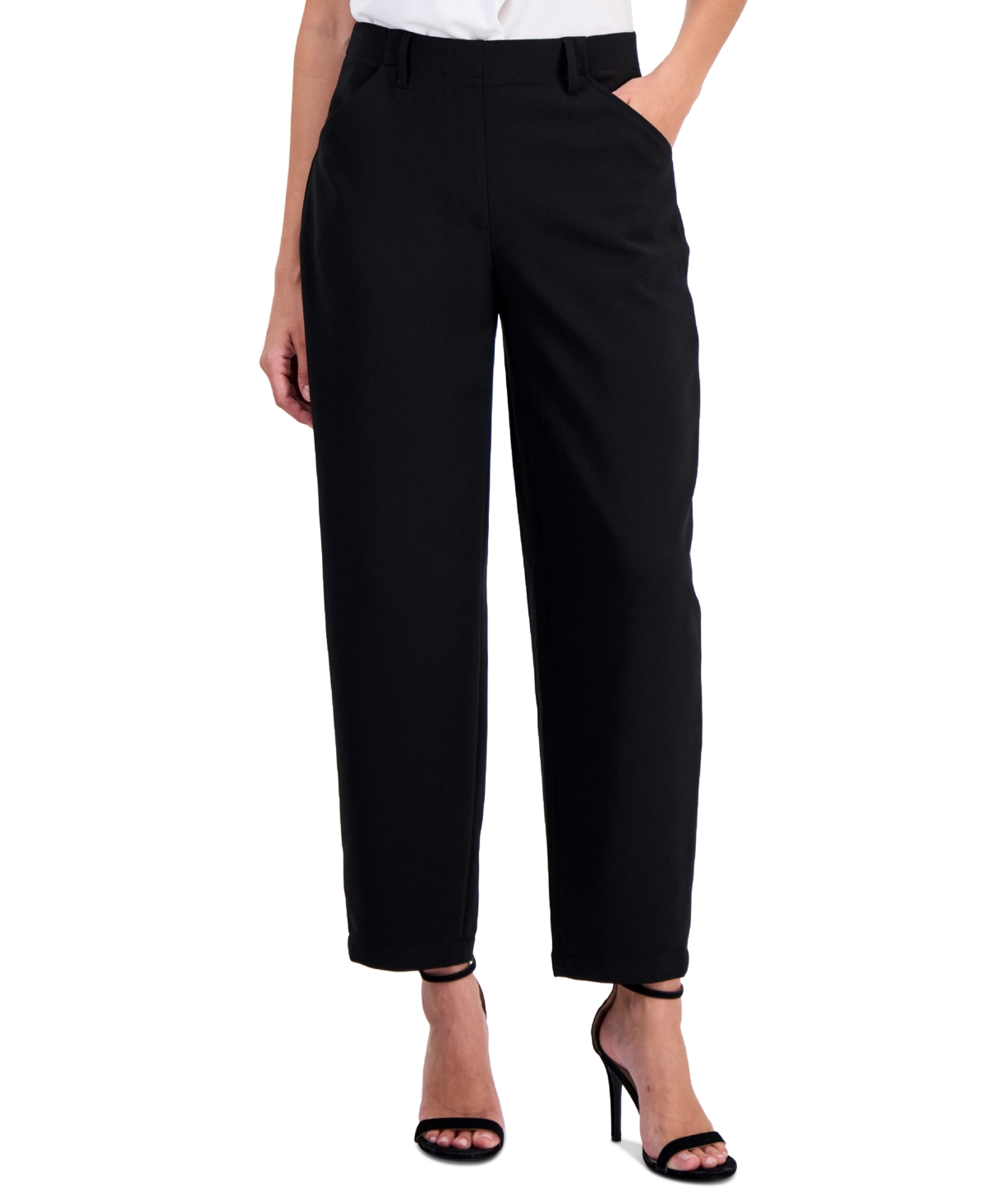 Click here for Anne Klein Petite Mid-Rise Barrel-Leg Pants - Anne... prices